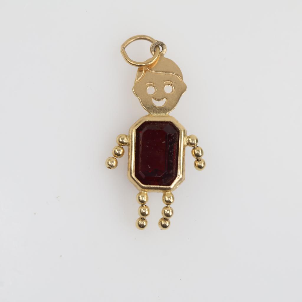 14kt Gold Red Stone Pendant | Property Room