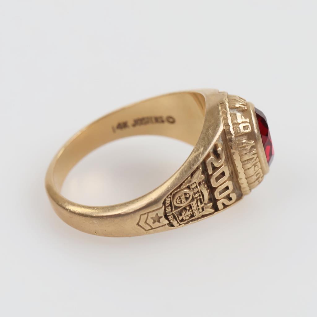14kt Gold Red Stone School Signet Ring | Property Room