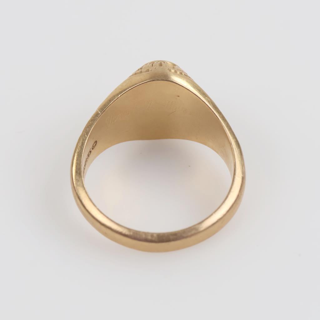 14kt Gold Red Stone School Signet Ring | Property Room