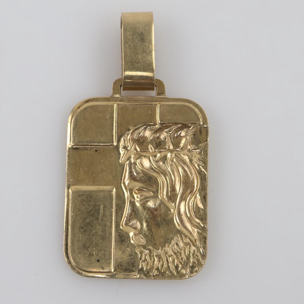 14kt Gold Religious Square Pendant | Property Room