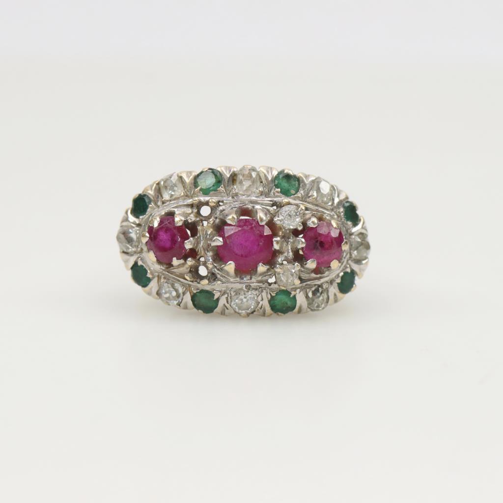 14kt Gold Ruby Emerald And Diamond Ring | Property Room