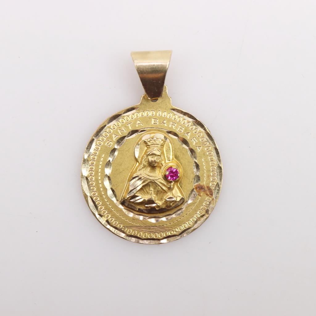 14kt Gold Ruby Religious Pendant | Property Room