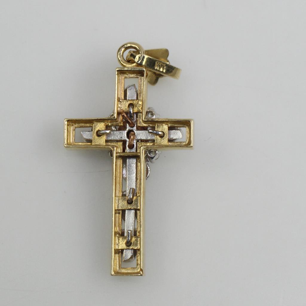 14kt Gold Tri Color Cross Pendant | Property Room