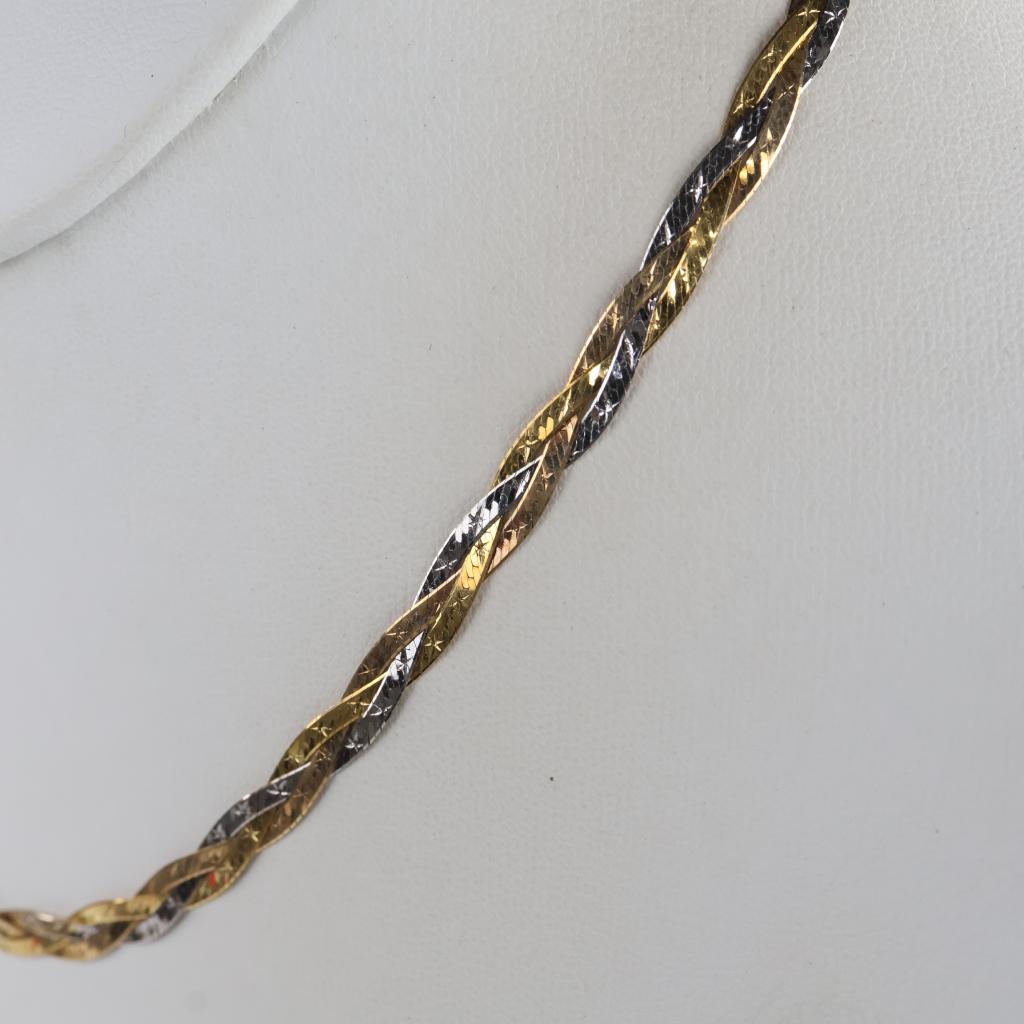 14kt Gold Tri-color Braided Chain Necklace | Property Room