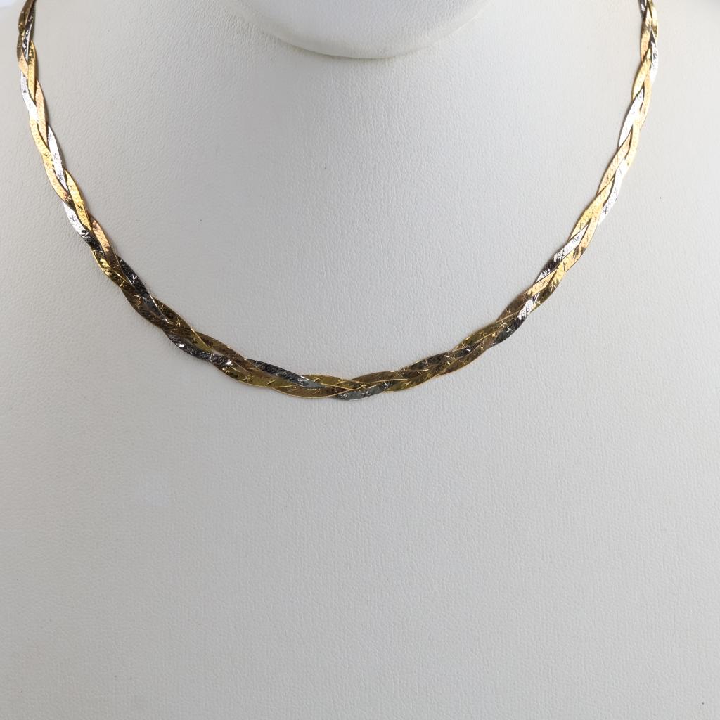 14kt Gold Tri-color Braided Chain Necklace | Property Room