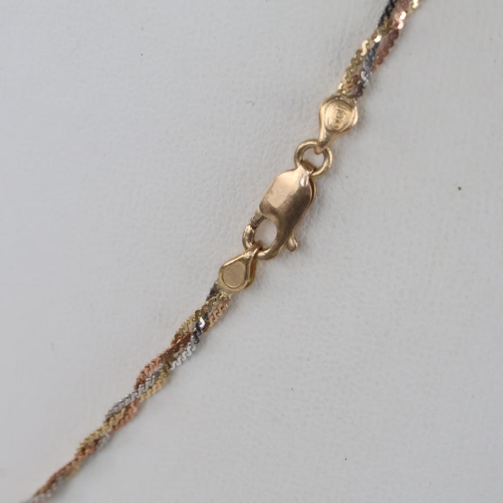 14kt Gold Tri-color Braided Serpentine Chain Necklace | Property Room