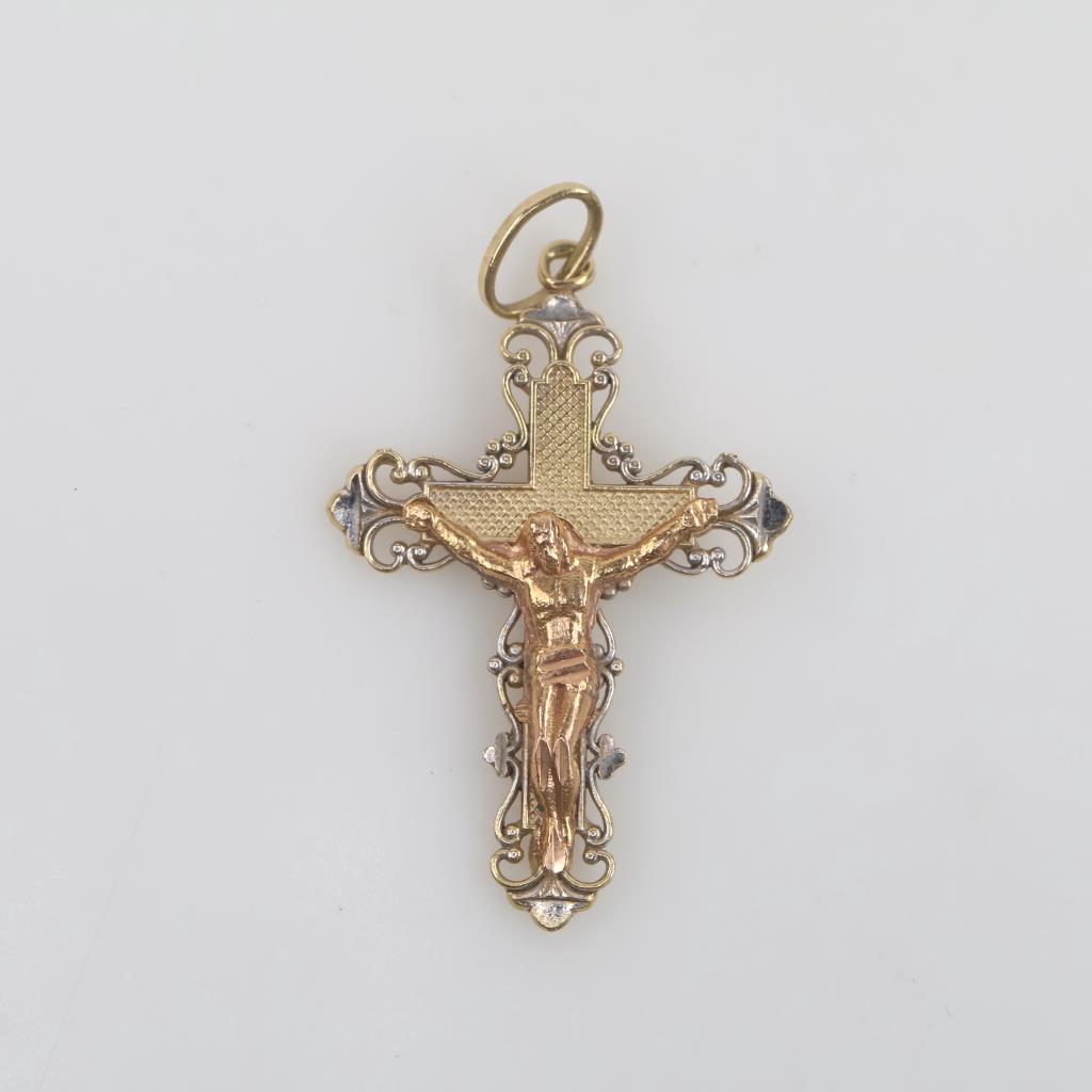 14kt Gold Tri-color Cross Pendant | Property Room