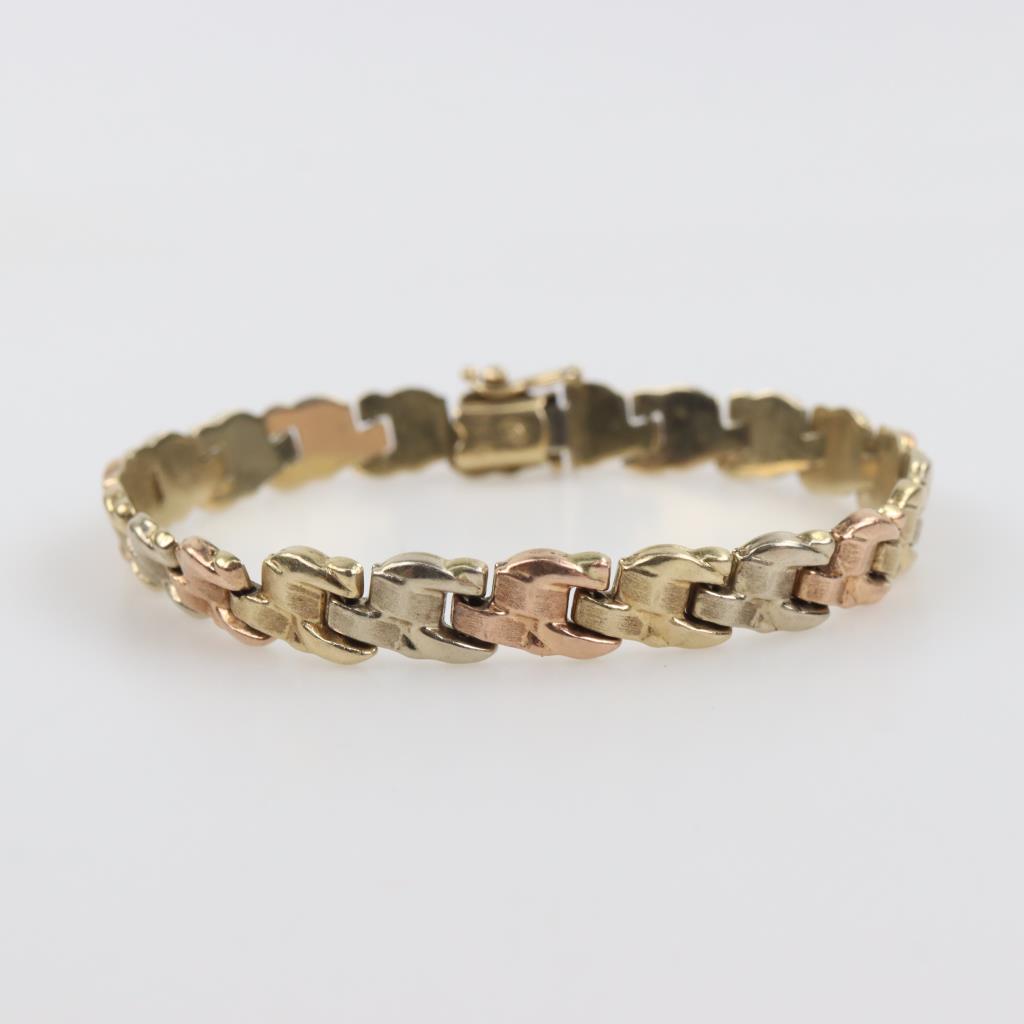 14kt Gold Tri-color Hollow Bracelet | Property Room