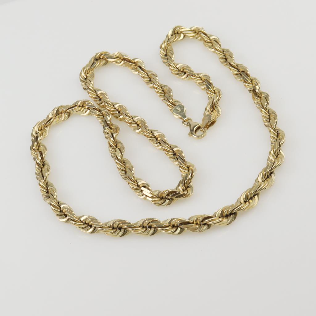 14kt Gold Twisted Rope Chain Necklace-Evaluated By Our Certified ...