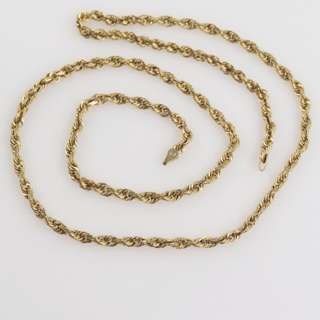 14kt Gold Twisted Rope Chain Necklace-Evaluated By Our Certified ...