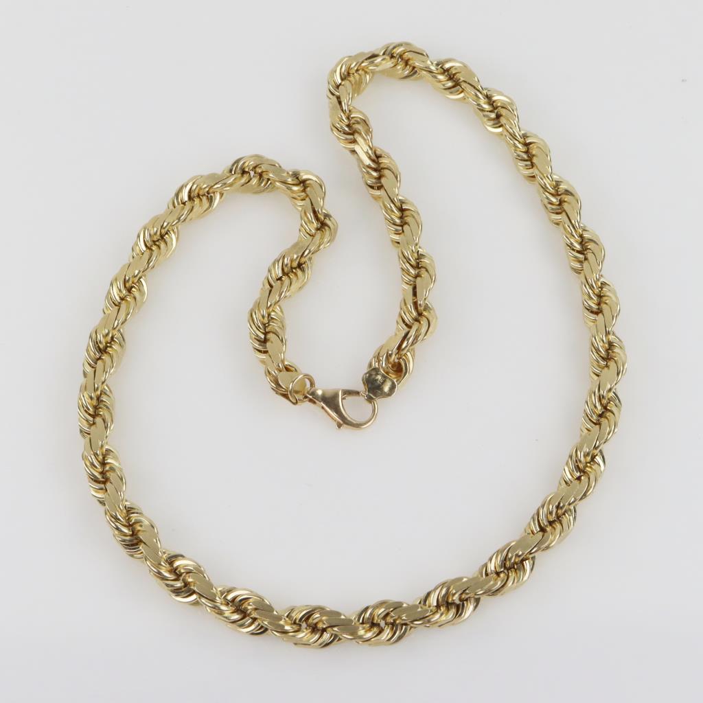 14kt Gold Twisted Rope Link Chain Necklace-Evaluated By Our Certified ...