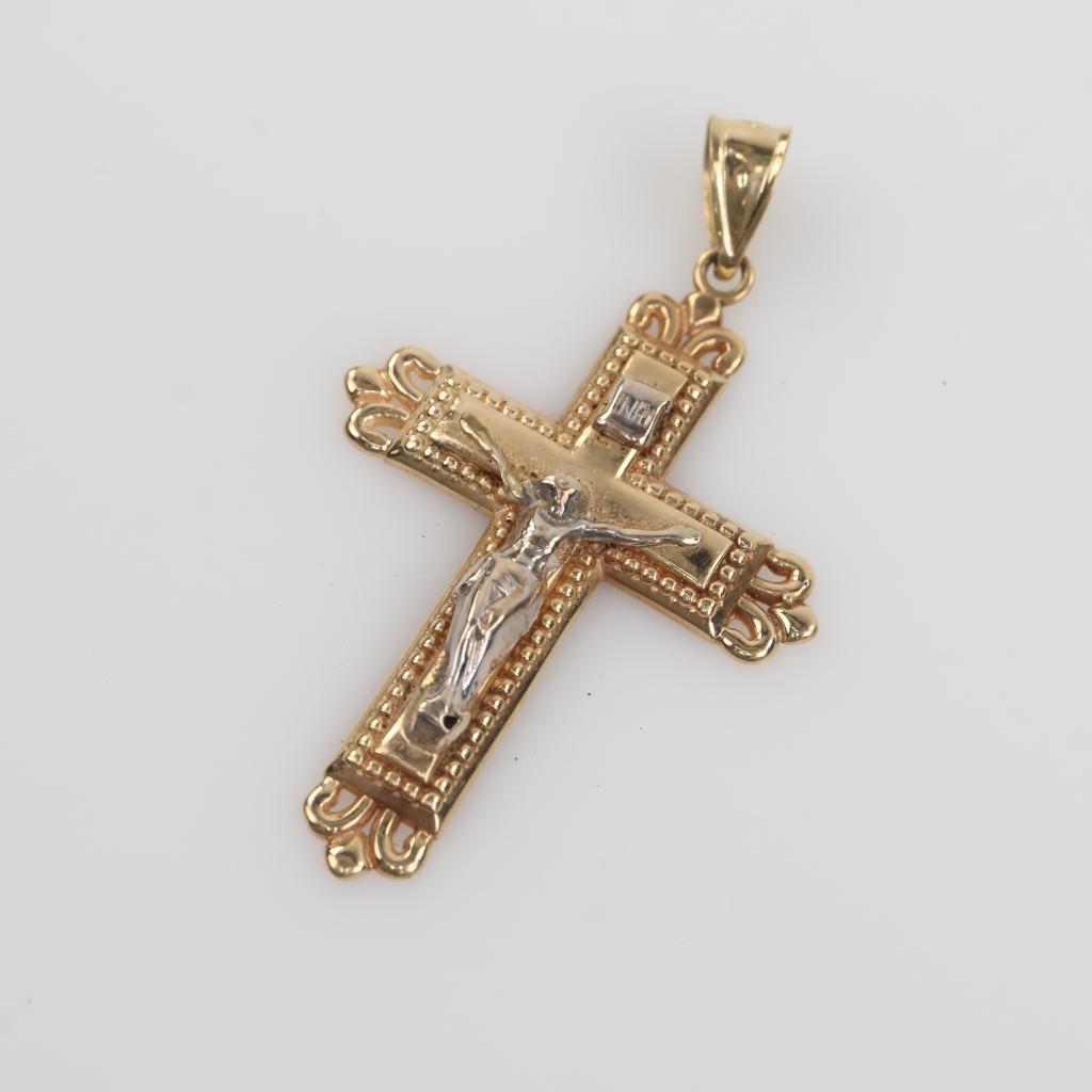14kt Gold Two-tone Cross Pendant | Property Room