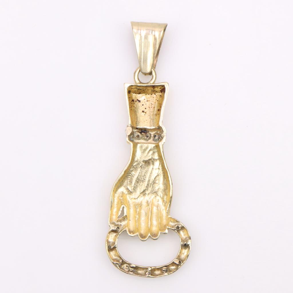 14kt Gold Two-tone Diamond Hand Pendant | Property Room
