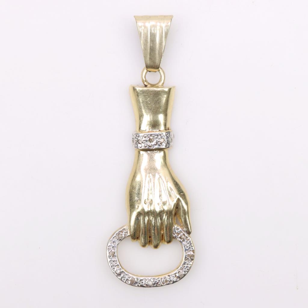 14kt Gold Two-tone Diamond Hand Pendant | Property Room