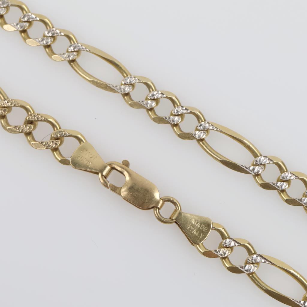 14kt Gold Two-Tone Figaro Chain Necklace | Property Room