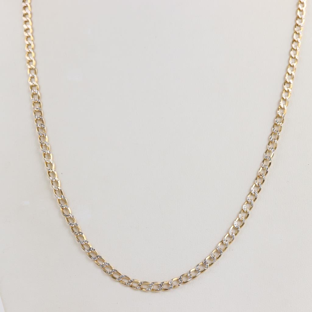 14kt Gold Two-tone Hollow Curb Chain Necklace | Property Room