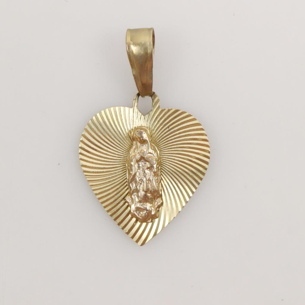 14kt Gold Two-tone Religious Heart Pendant | Property Room