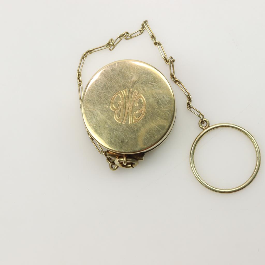 14kt Gold Vintage Compact Mirror On Chain | Property Room