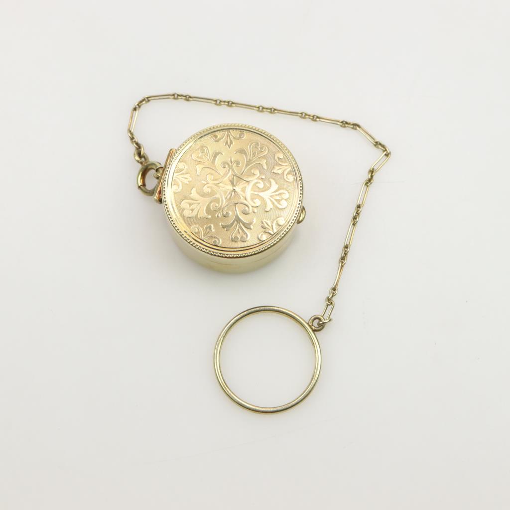 14kt Gold Vintage Compact Mirror On Chain | Property Room