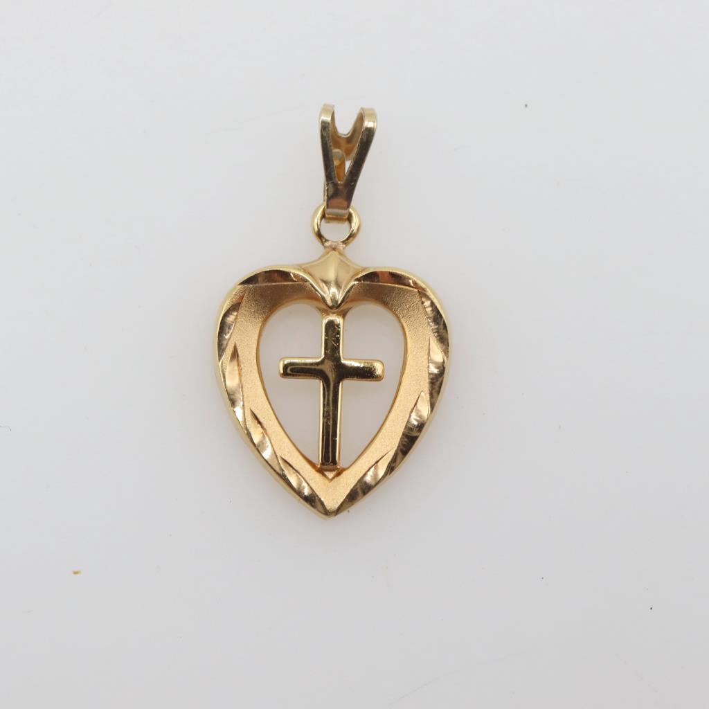 14kt Gold-filled Religious Heart Pendant | Property Room