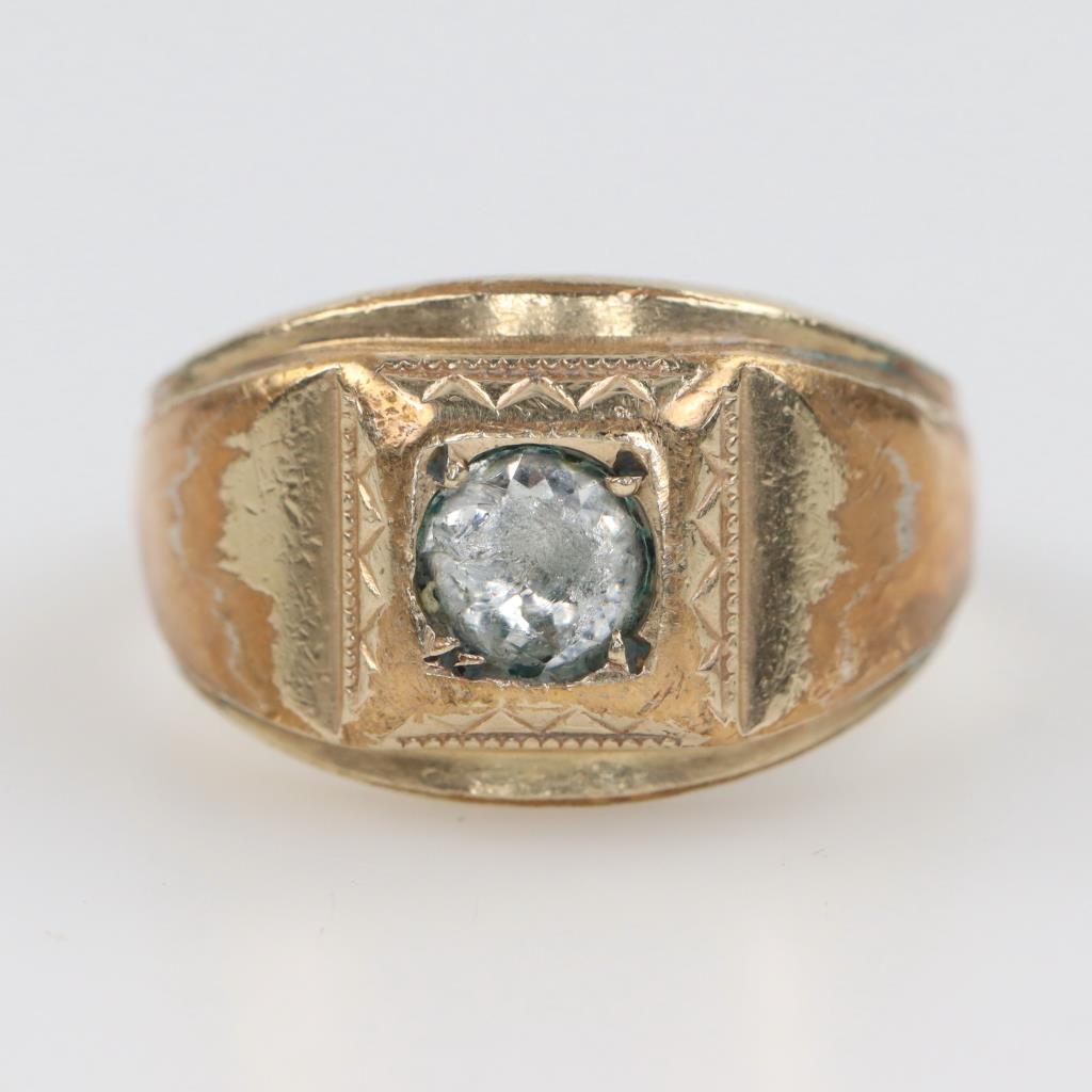 14kt GP Clear Stone Signet Ring | Property Room
