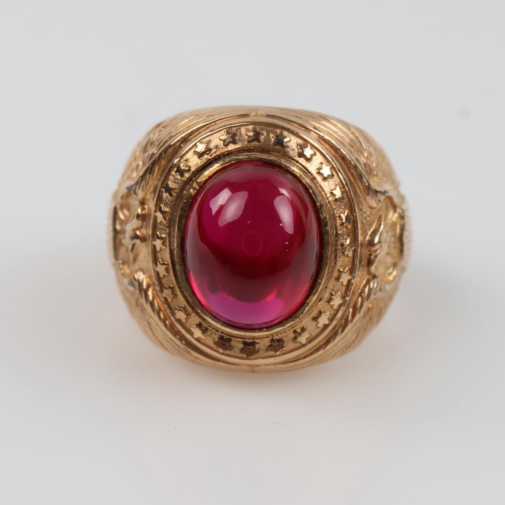 14kt RGP Red Stone Signet Ring | Property Room