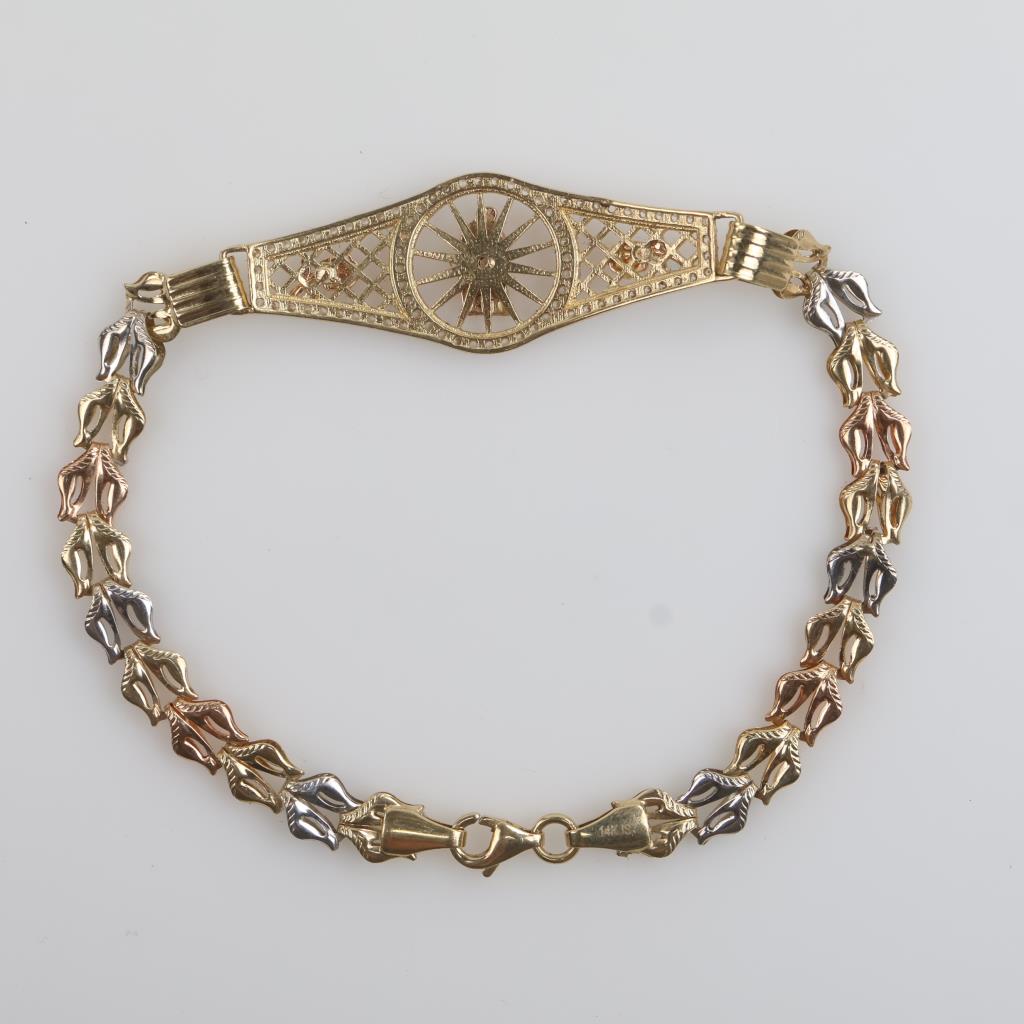 14kt Tri Color Gold Clear Stone Religious Bracelet | Property Room