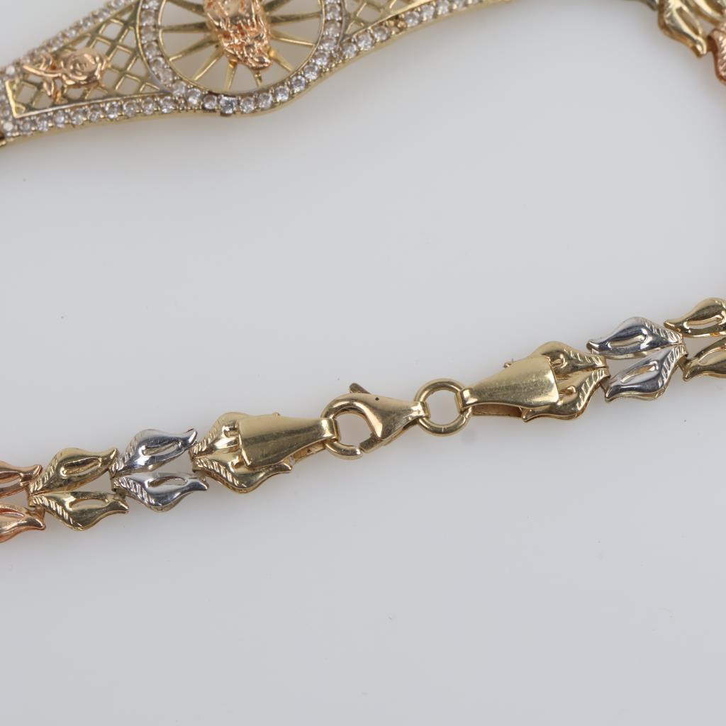 14kt Tri Color Gold Clear Stone Religious Bracelet | Property Room