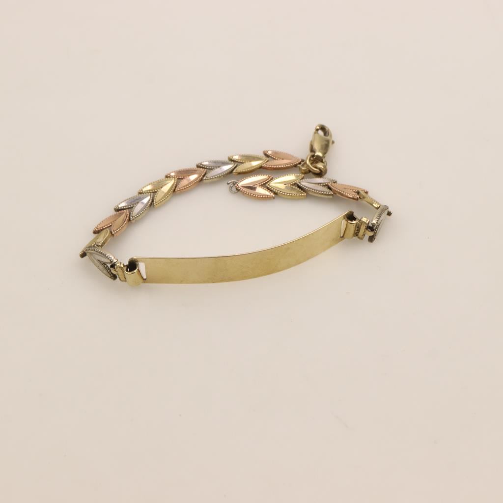 14kt Tri Color Gold Name Plate Bracelet | Property Room