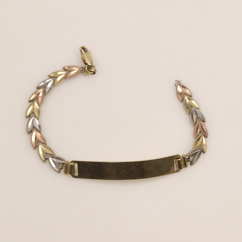 14kt Tri Color Gold Name Plate Bracelet | Property Room