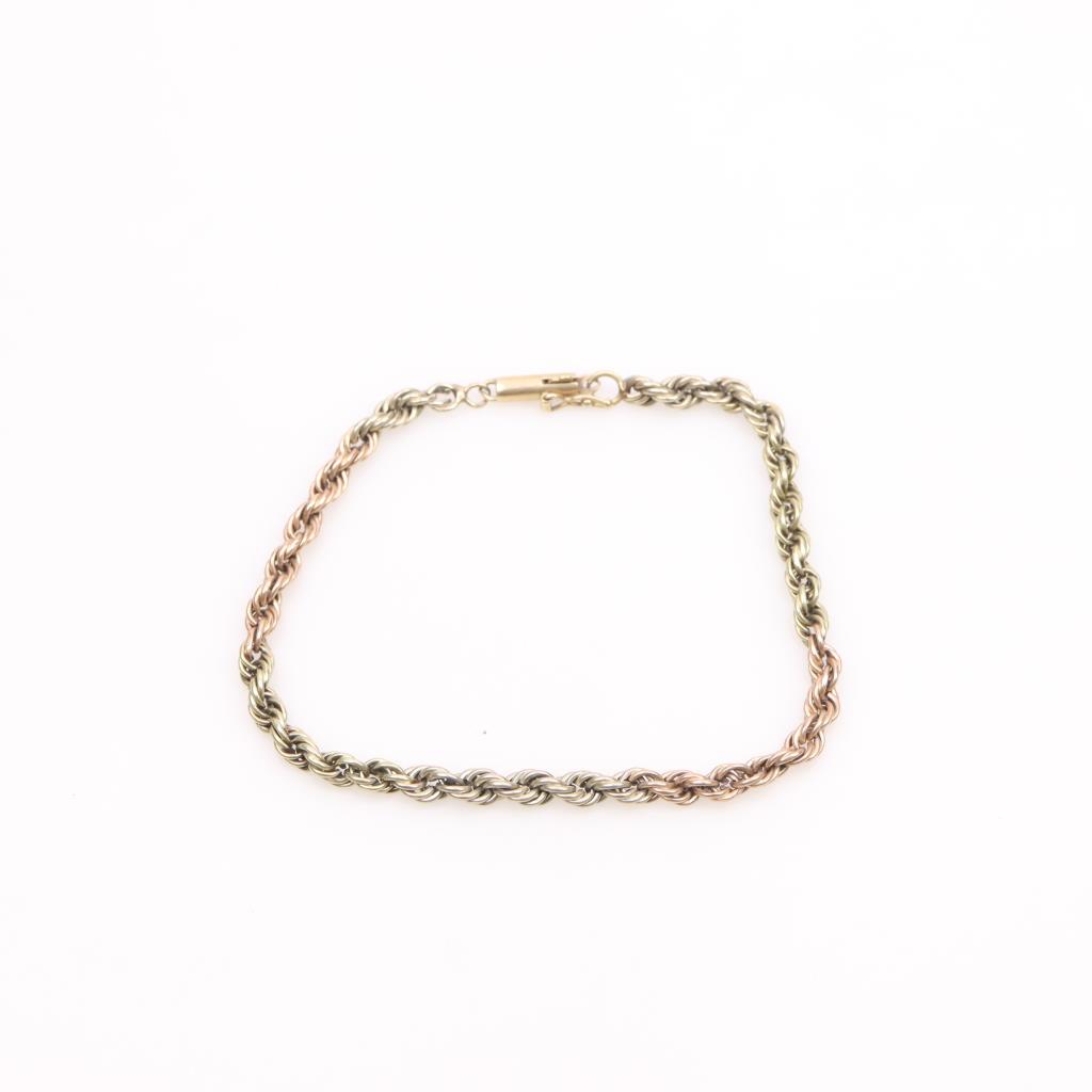 14kt Tri Color Gold Rope Chain Bracelet | Property Room