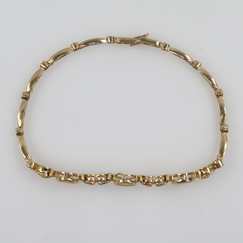 14kt Tri-Color Gold Clear Stone Religious Bracelet | Property Room