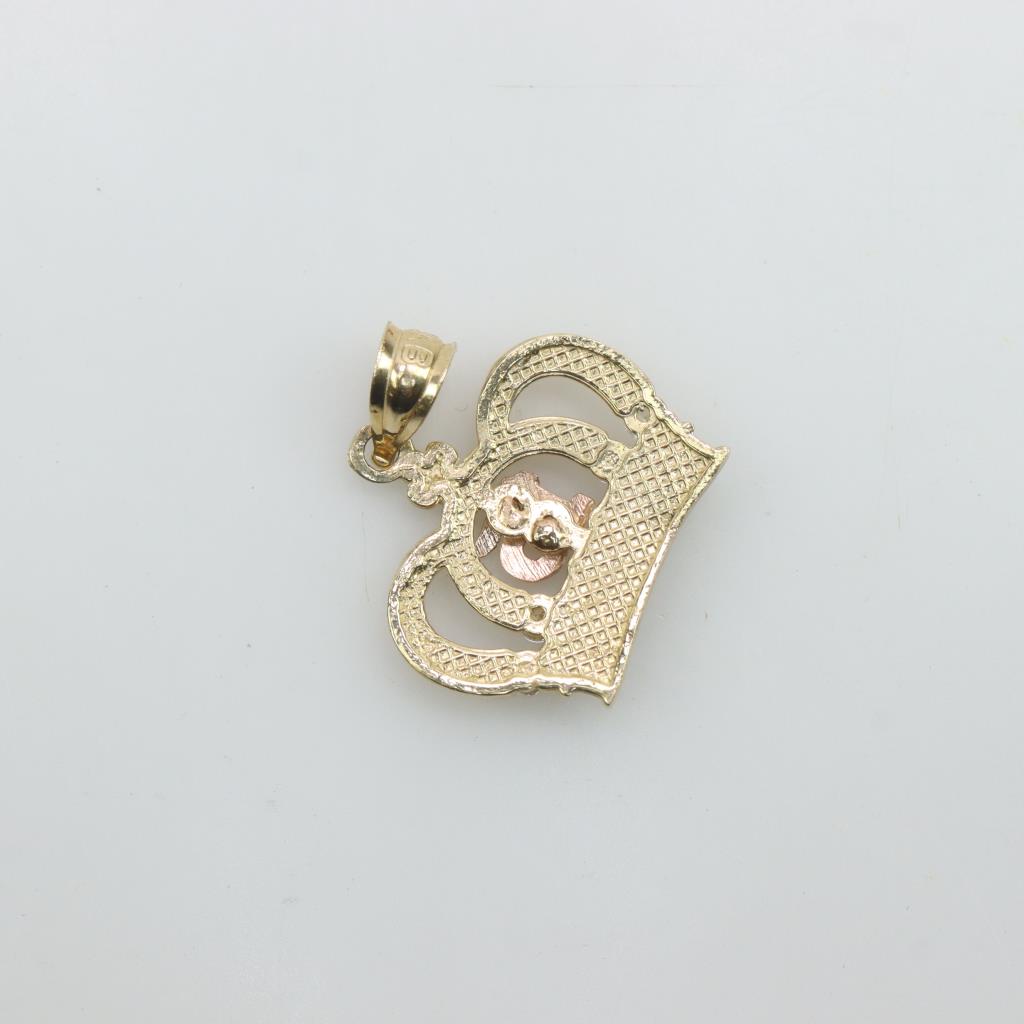 14kt Tri-Color Gold Crown Clear Stone Pendant | Property Room