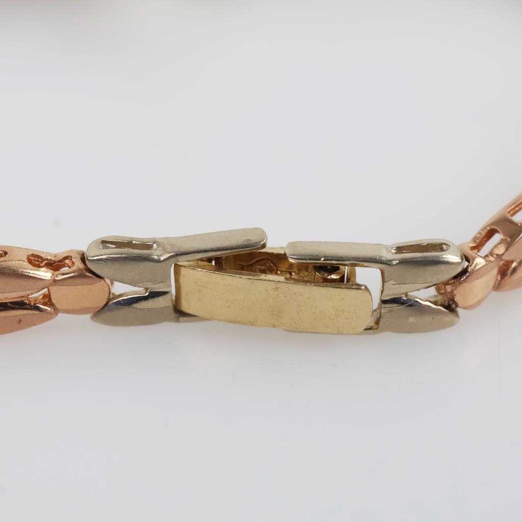 14kt Tri-Color Gold Turtle Pink Rubies And CZ Bracelet | Property Room