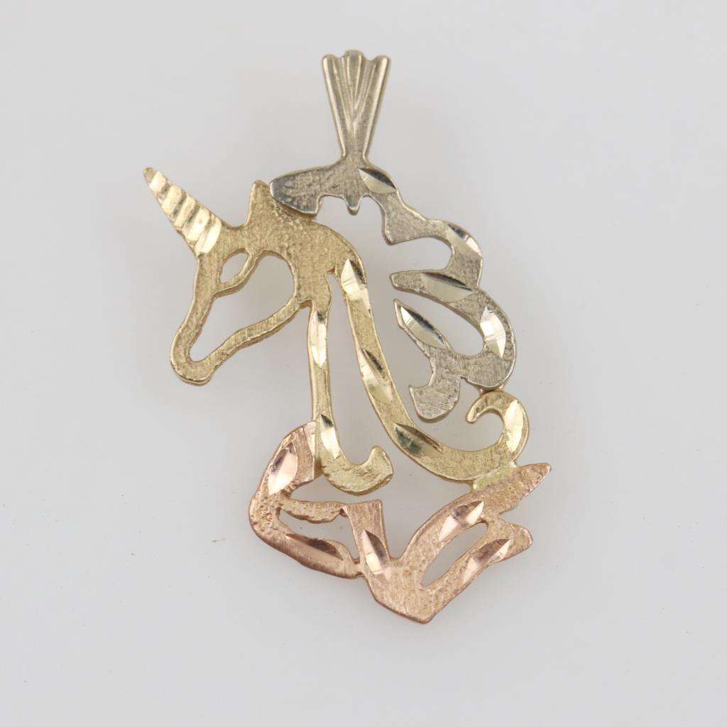 14kt Tri-Color Gold Unicorn Pendant | Property Room