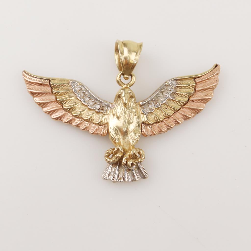 14kt Tri-Colored Gold Eagle Pendant | Property Room