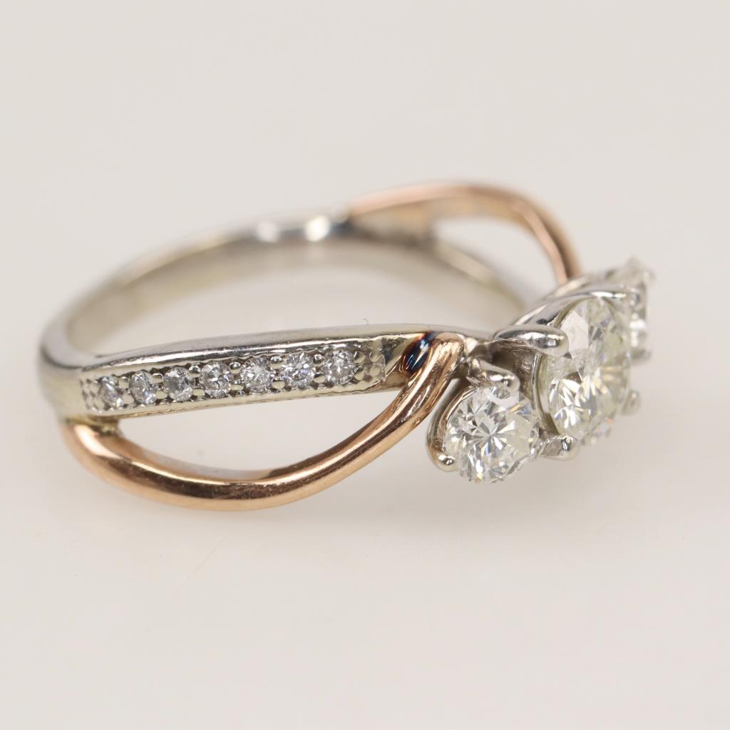 14kt Two Tone Gold Diamond Engagement ByPass Ring | Property Room