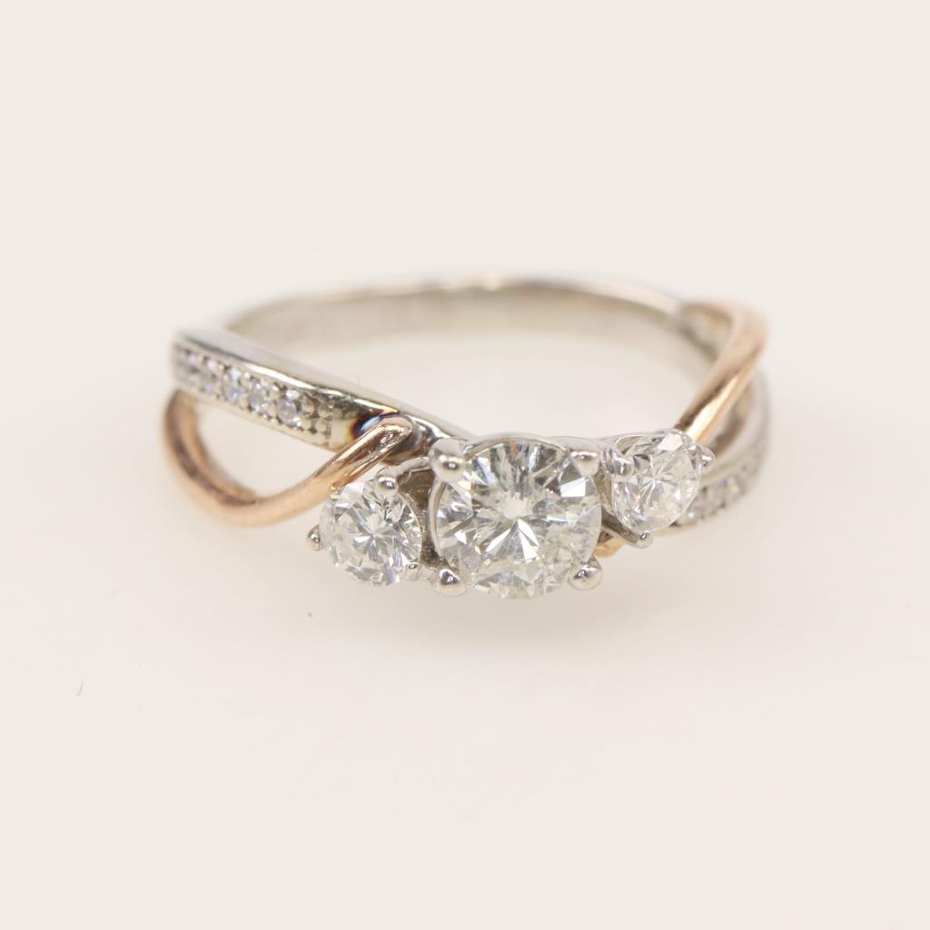14kt Two Tone Gold Diamond Engagement ByPass Ring | Property Room