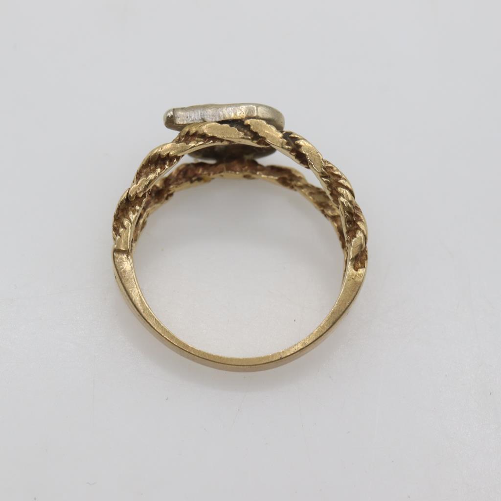 14kt Two Tone Gold Diamond Initial Ring | Property Room