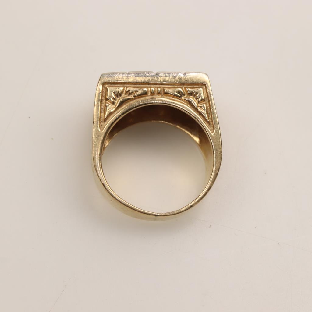 14kt Two Tone Gold Diamond Signet Ring | Property Room