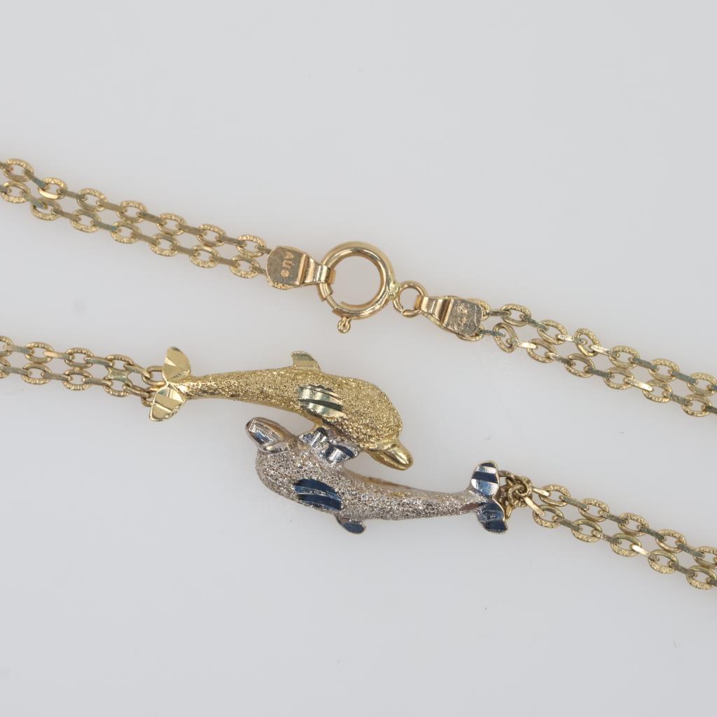14kt Two Tone Gold Dolphin Bracelet | Property Room