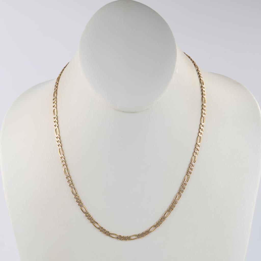 14kt Two Tone Gold Figaro Chain Link Necklace | Property Room