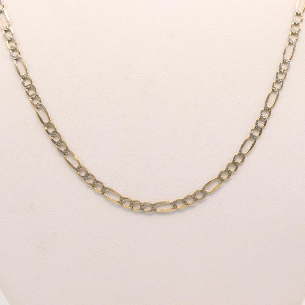 14kt Two Tone Gold Figaro Link Chain Necklace | Property Room