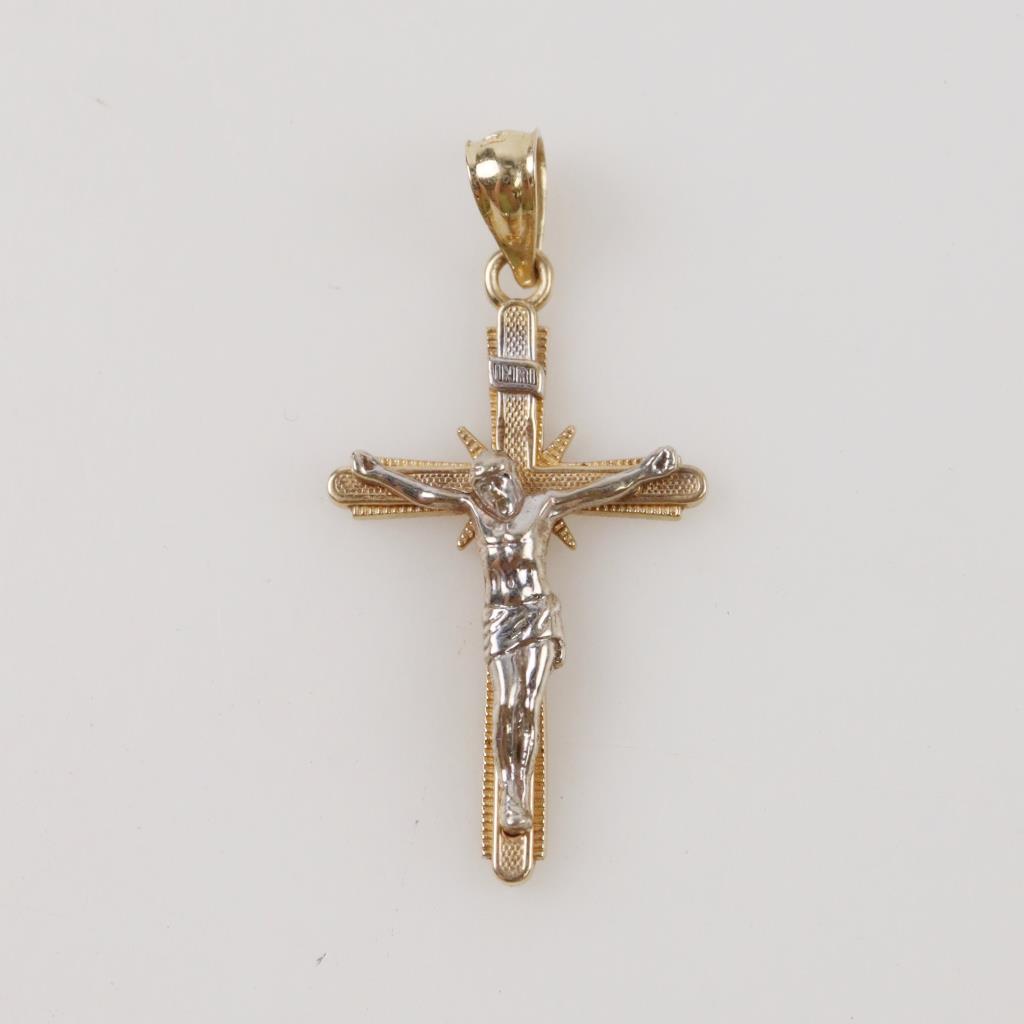 14kt Two Tone Gold Religious Cross Pendant | Property Room