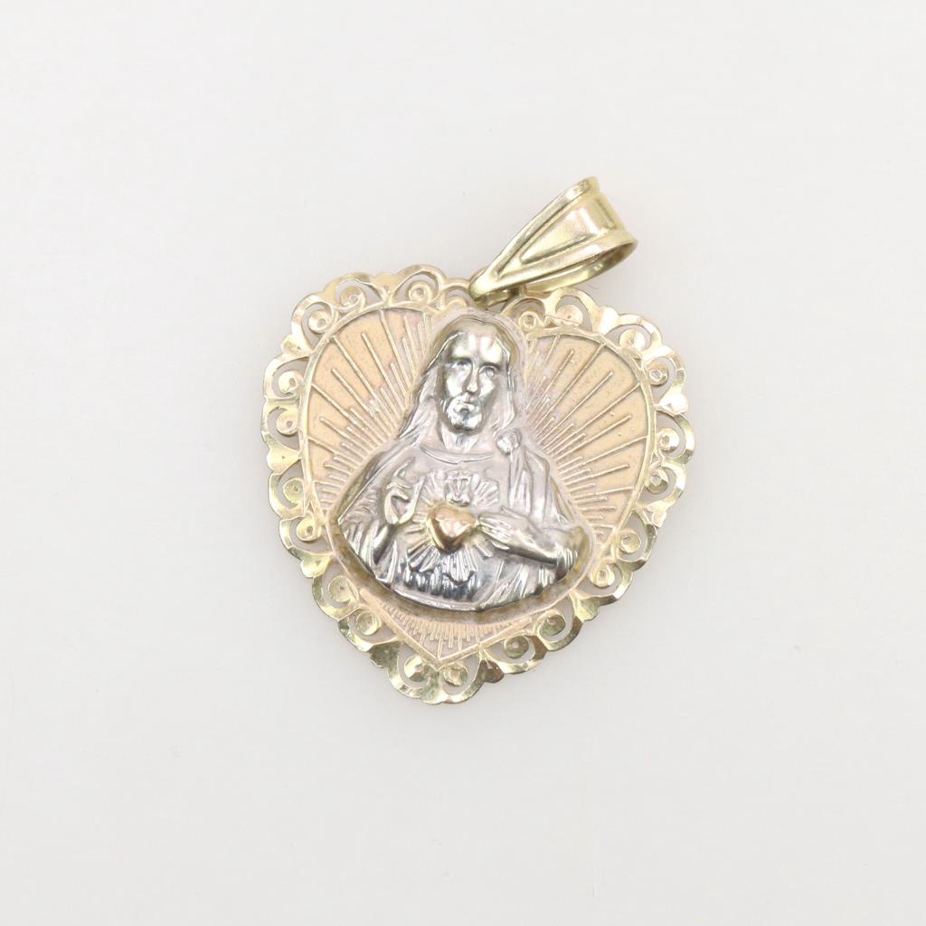 14kt Two Tone Gold Religious Pendant | Property Room