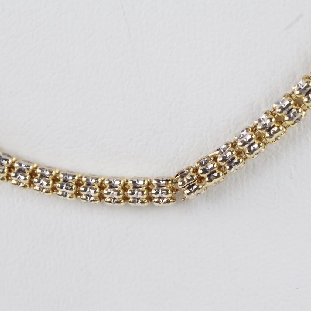 14kt Two-Tone Gold Beaded Link Chain Necklace - Evaluated By Our ...