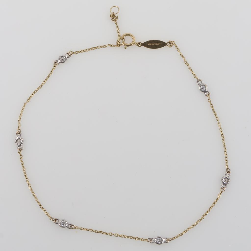 14kt Two-tone Gold Clear Stone Anklet | Property Room