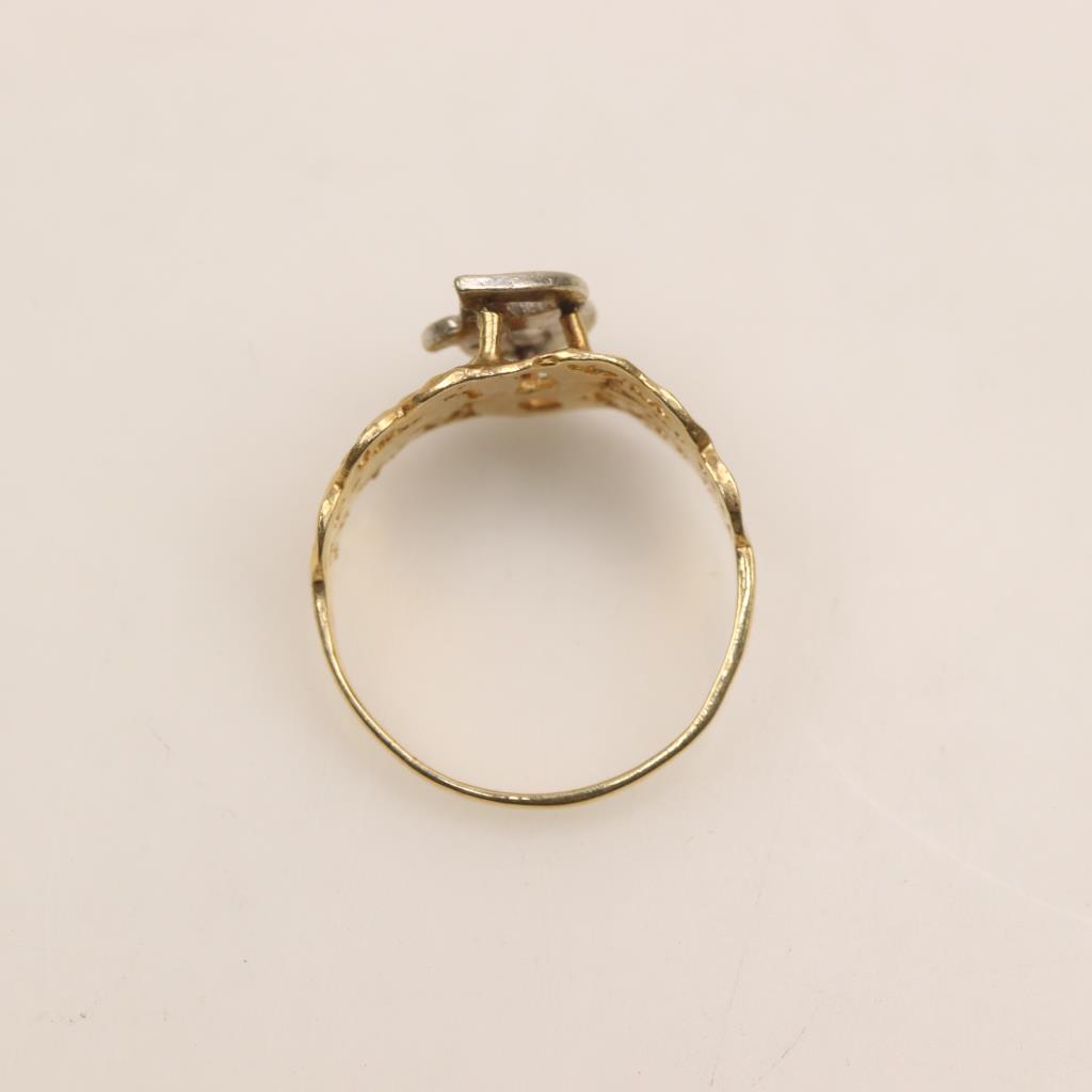 14kt Two-Tone Gold Diamond Letter Ring | Property Room