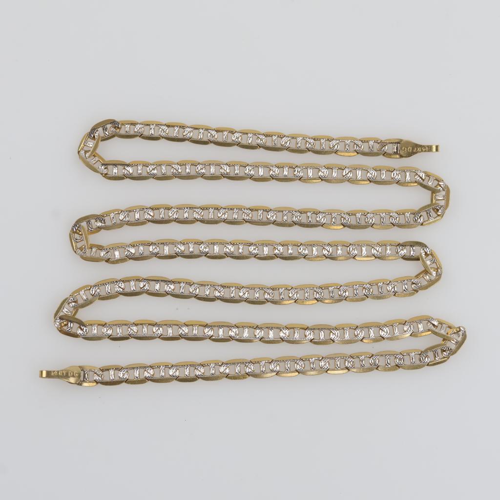 14kt Two-Tone Gold Flat Mariner Chain Necklace | Property Room