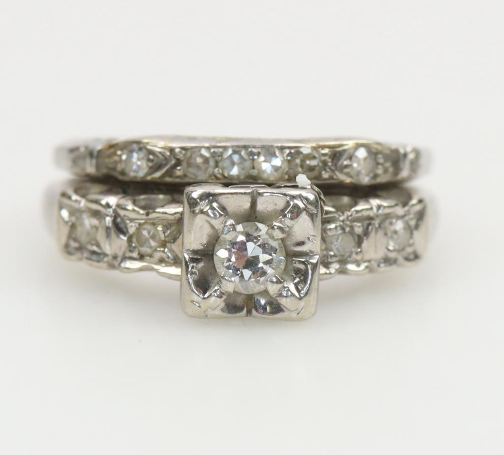 14kt White Gold Diamond Bridal Set | Property Room